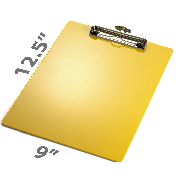 Clipboard, Yellow Plastic, 9" x 12" – Dynamic Aqua-Supply