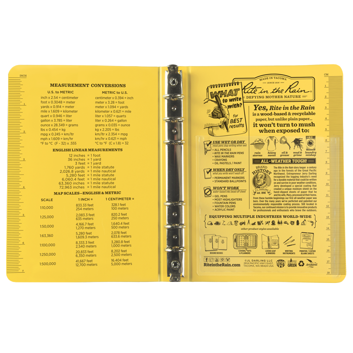 Rite-in-the-Rain - #200 6-Ring Binder, 1/2" Capacity, Yellow – Dynamic ...